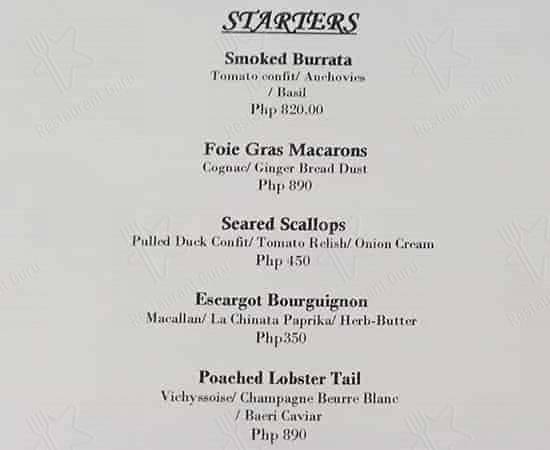 Menu at Caviar Restaurant and Champagne Bar, Muntinlupa