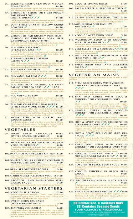 Menu at Dee Thai restaurant, Altrincham