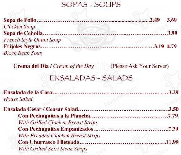 Menu at Islas Canarias Cafe, Restaurant & Bakery, Kendale Lakes