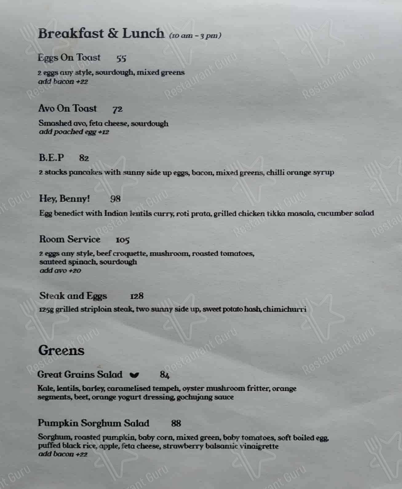 Menu at Egghotel restaurant, South Jakarta, Suites at Seven