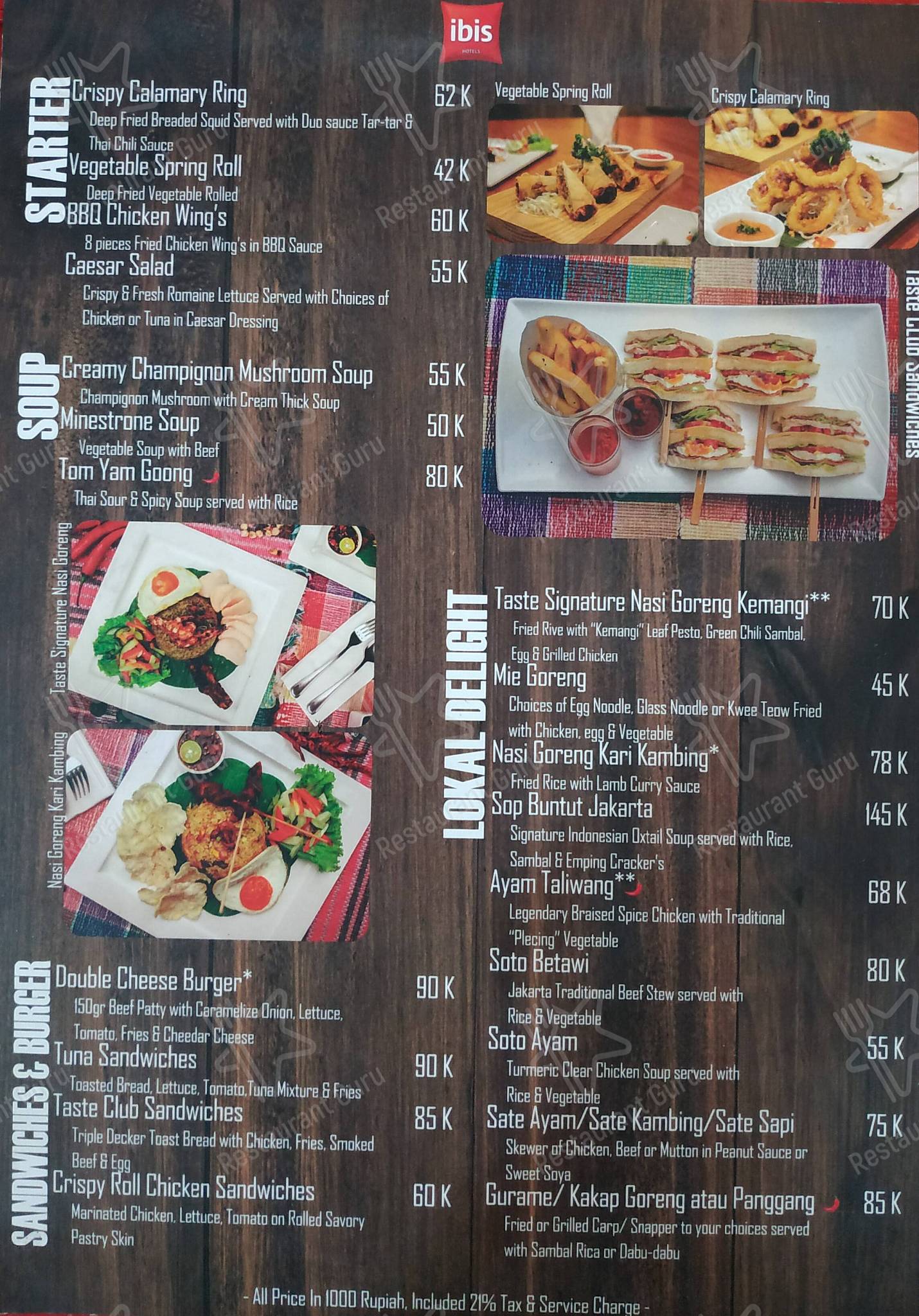 Menu at Gumarang Bar Ibis Jakarta Tamarin, Central Jakarta