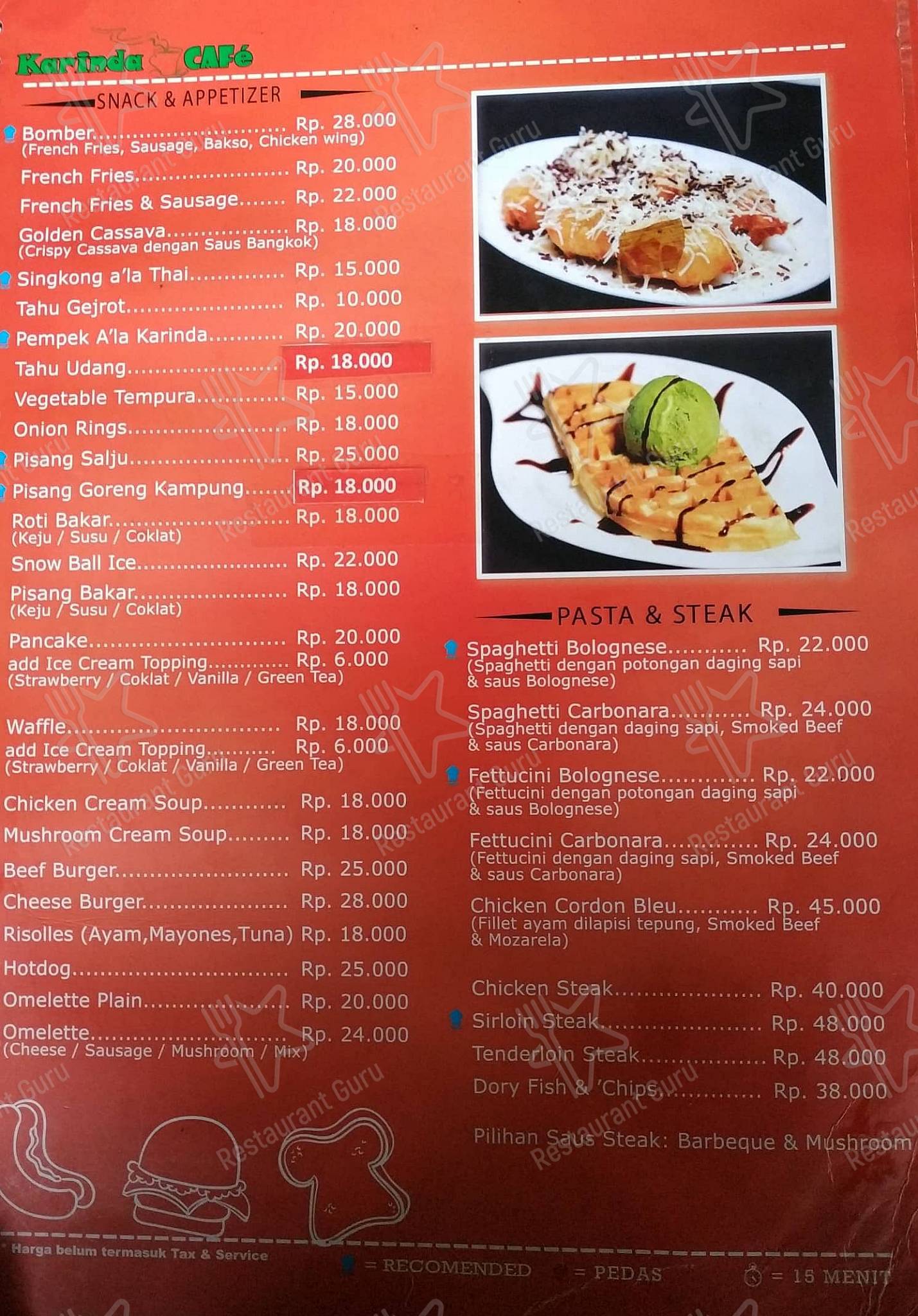 Menu at Karinda Cafe & Resto, Tangerang, Komplek Metro Permata 1 Blok N8 No