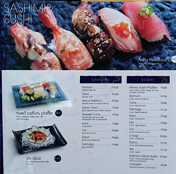 Menu at Koku restaurant, Makati