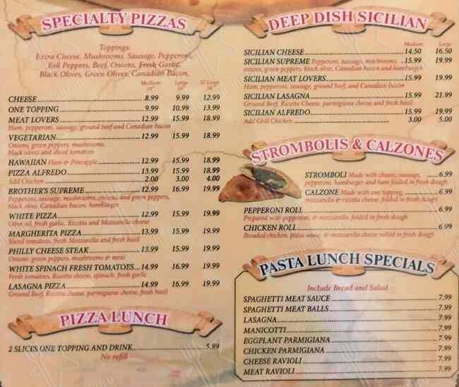 Menu at Little Brothers Pizza pizzeria, Burleson