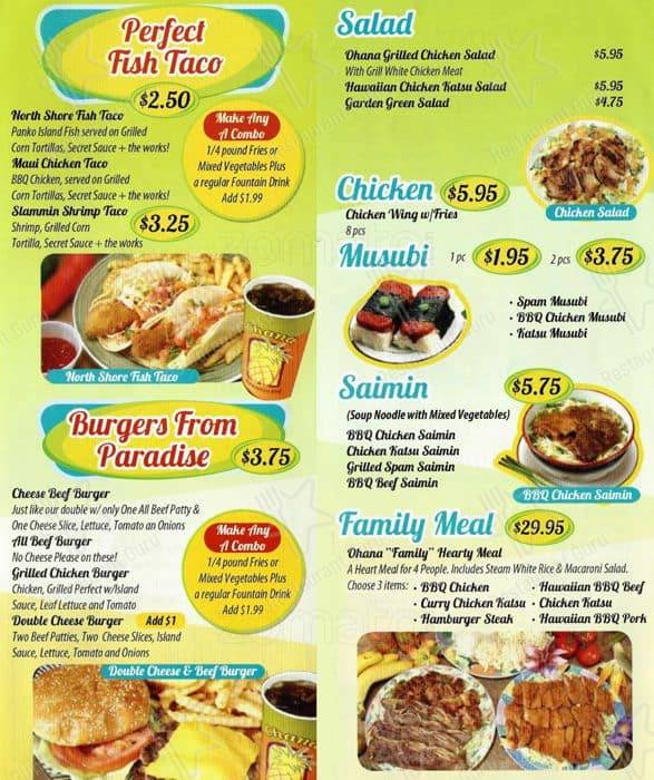 Menu at Ohana Hawaiian Barbecue, Fairfield