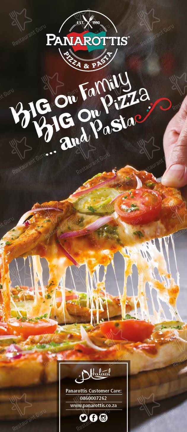 Menu at Panarottis Gateway Express (Halaal) restaurant, Durban