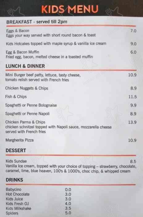 Menu at Phoenix and Co restaurant, Plenty