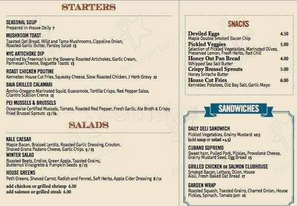 Menu at PORT restaurant, Pickering