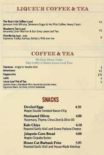Menu at PORT restaurant, Pickering