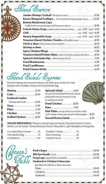 Menu at Treasure Island Supper Club, Dayton