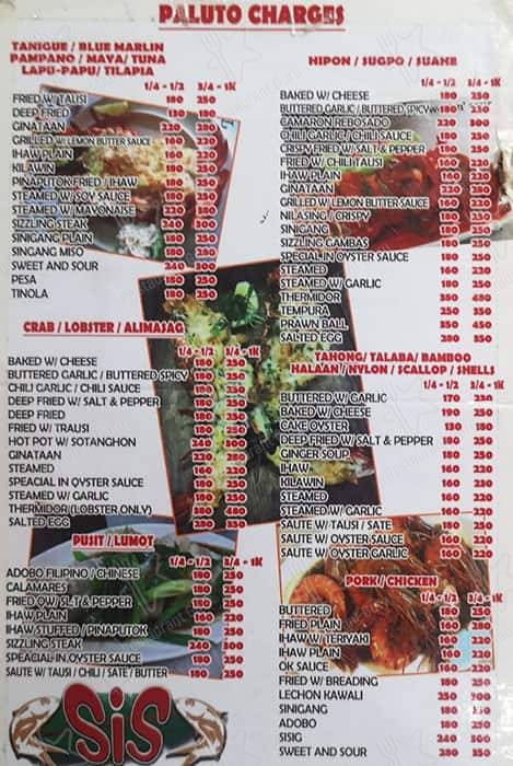 Menu at Sis-Bro Seafood Restaurant, Pasay, Diosdado Macapagal Blvd