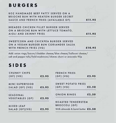 Menu at THE HEATON pub & bar, Stockport, 474 Didsbury Rd