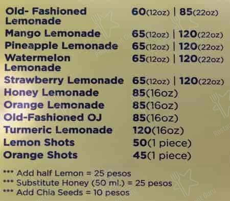 Menu at The Lemon Co. pub & bar, Cebu City, SM City Cebu