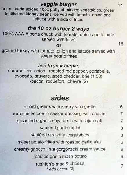 Menu at The Rushton pub & bar, Toronto