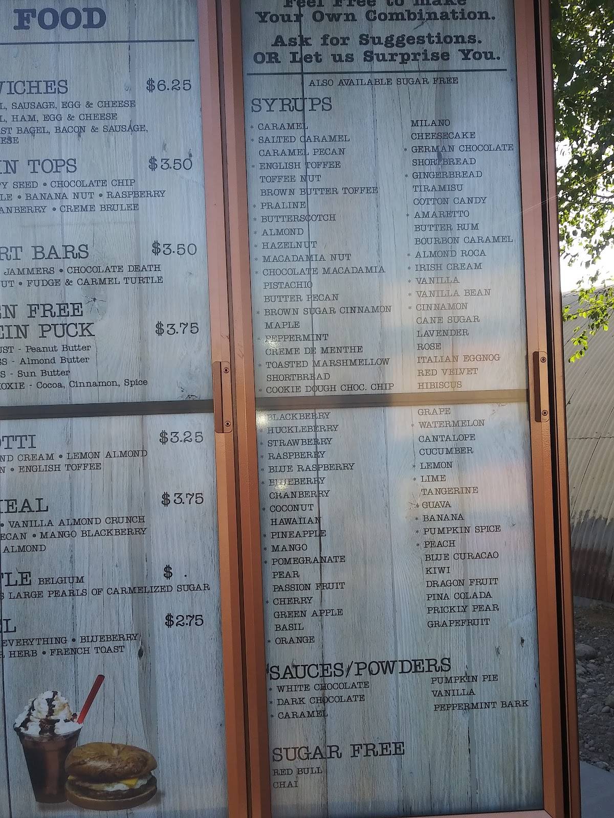 Menu at fuel. coffee stand restaurant, Delta