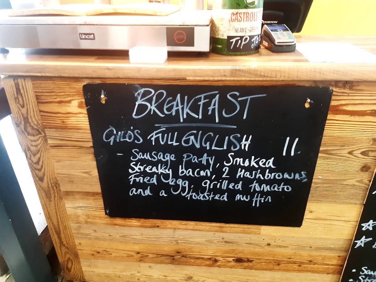 Menu at gilo's restaurant, Cirencester