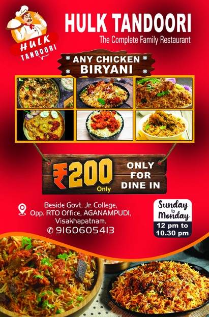 Menu at hulk tandoori family restaurant, Visakhapatnam