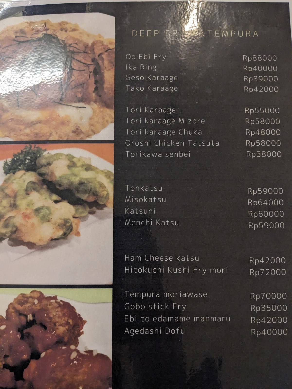 Menu at japanese restaurant jurojin, Karawang