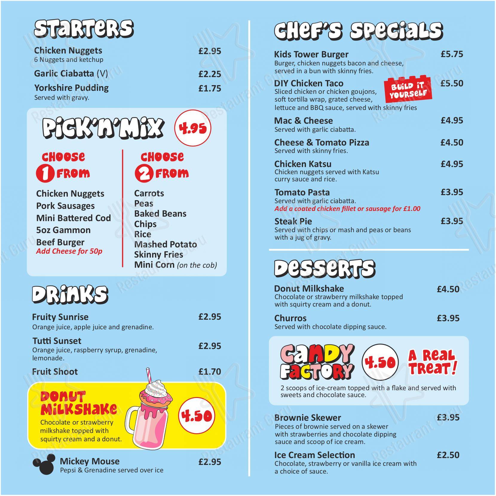 Menu at The Liversedge pub & bar, Liversedge