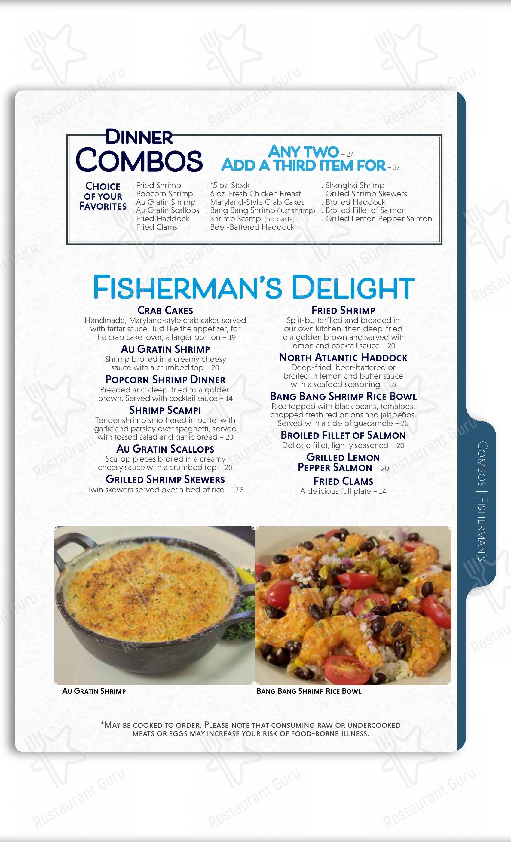 Menu at Beeman's restaurant, Sayre