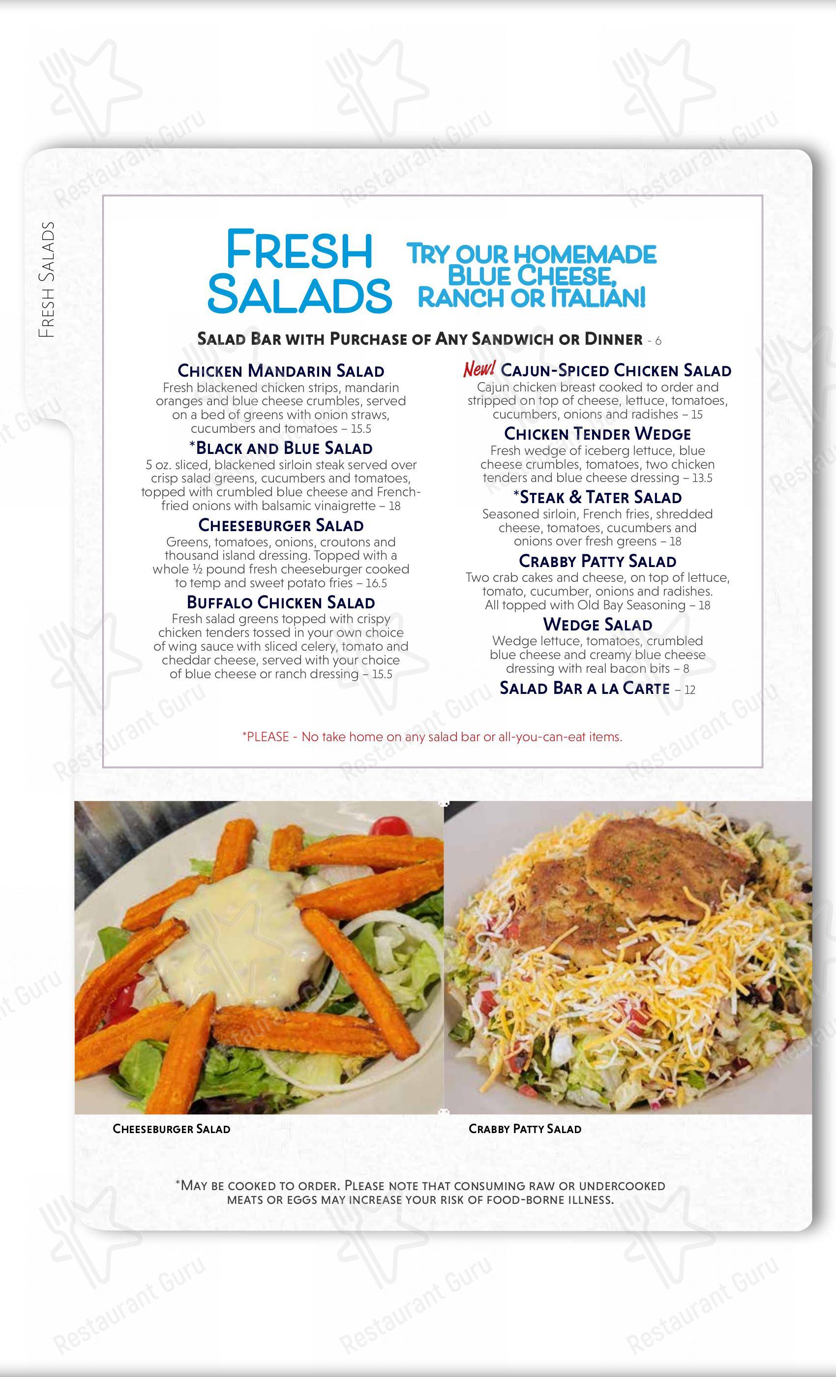 Menu at Beeman's restaurant, Sayre