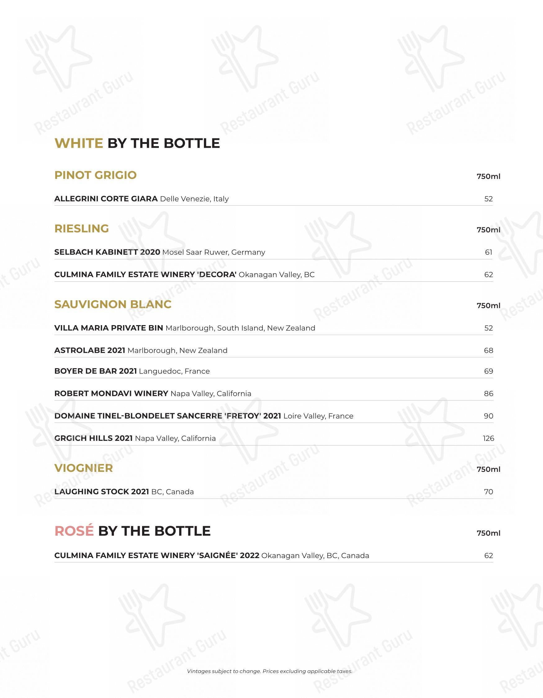 Menu at Atlas Steak + Fish pub & bar, Burnaby