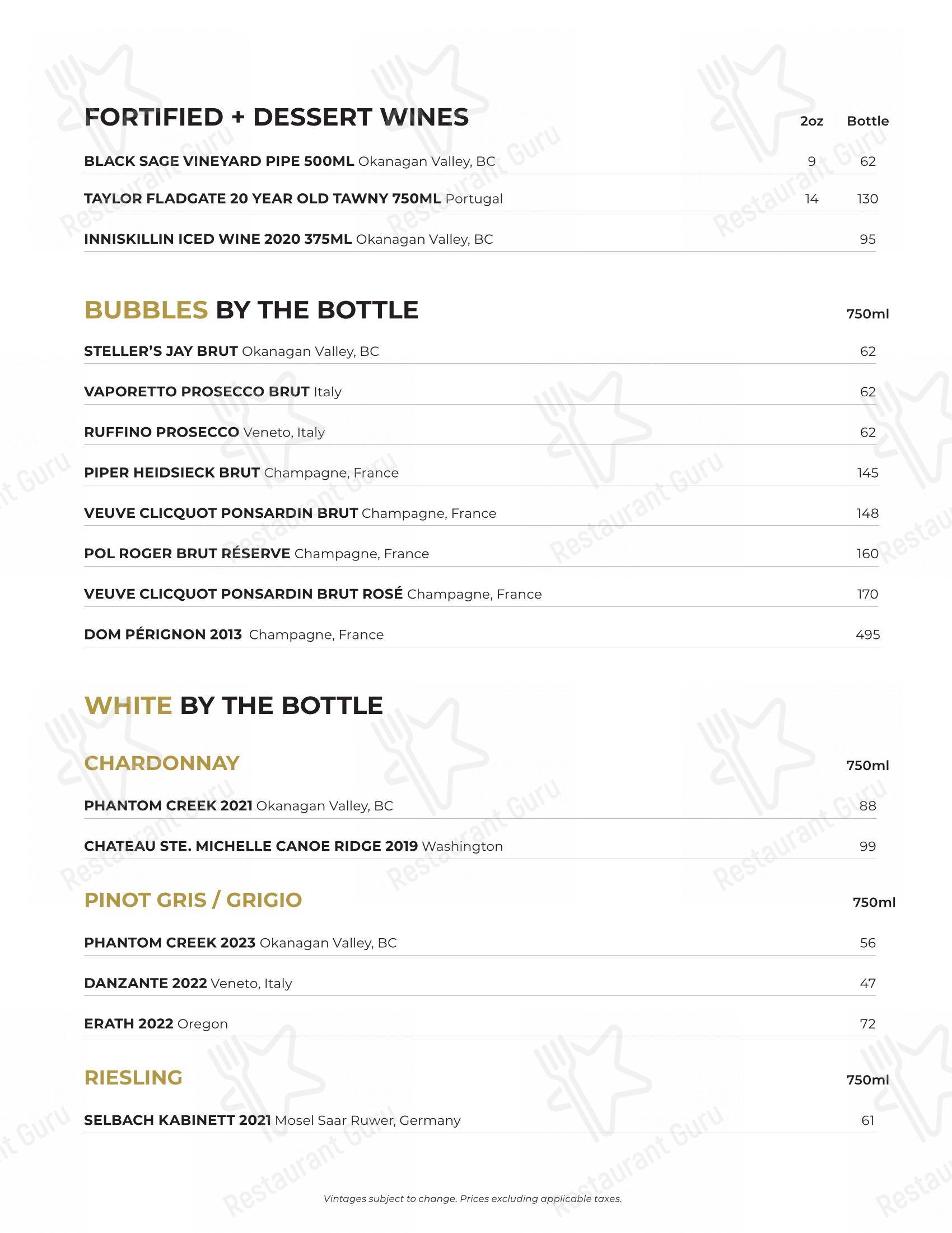 Menu at Atlas Steak + Fish pub & bar, Burnaby