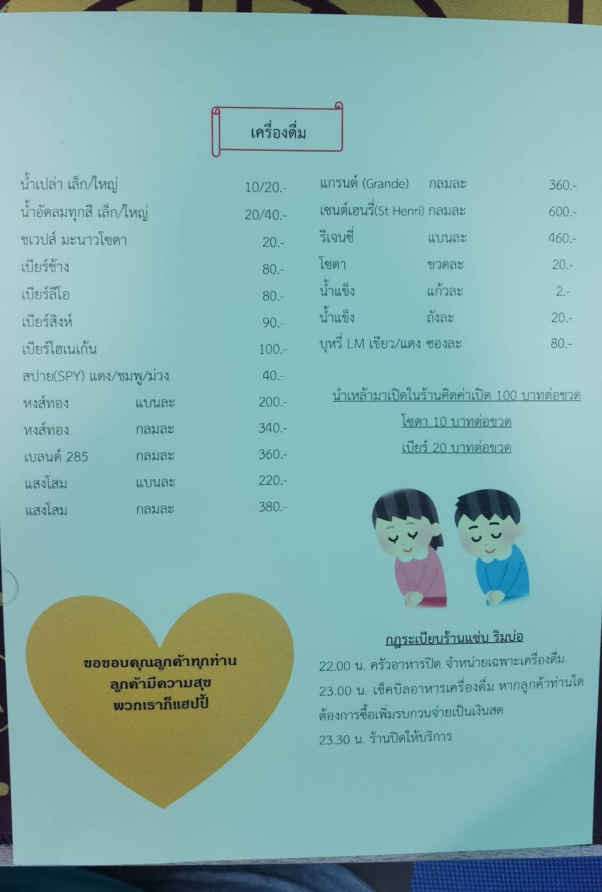 Menu at แซ่บริมบ่อ restaurant, Bang Phli Yai