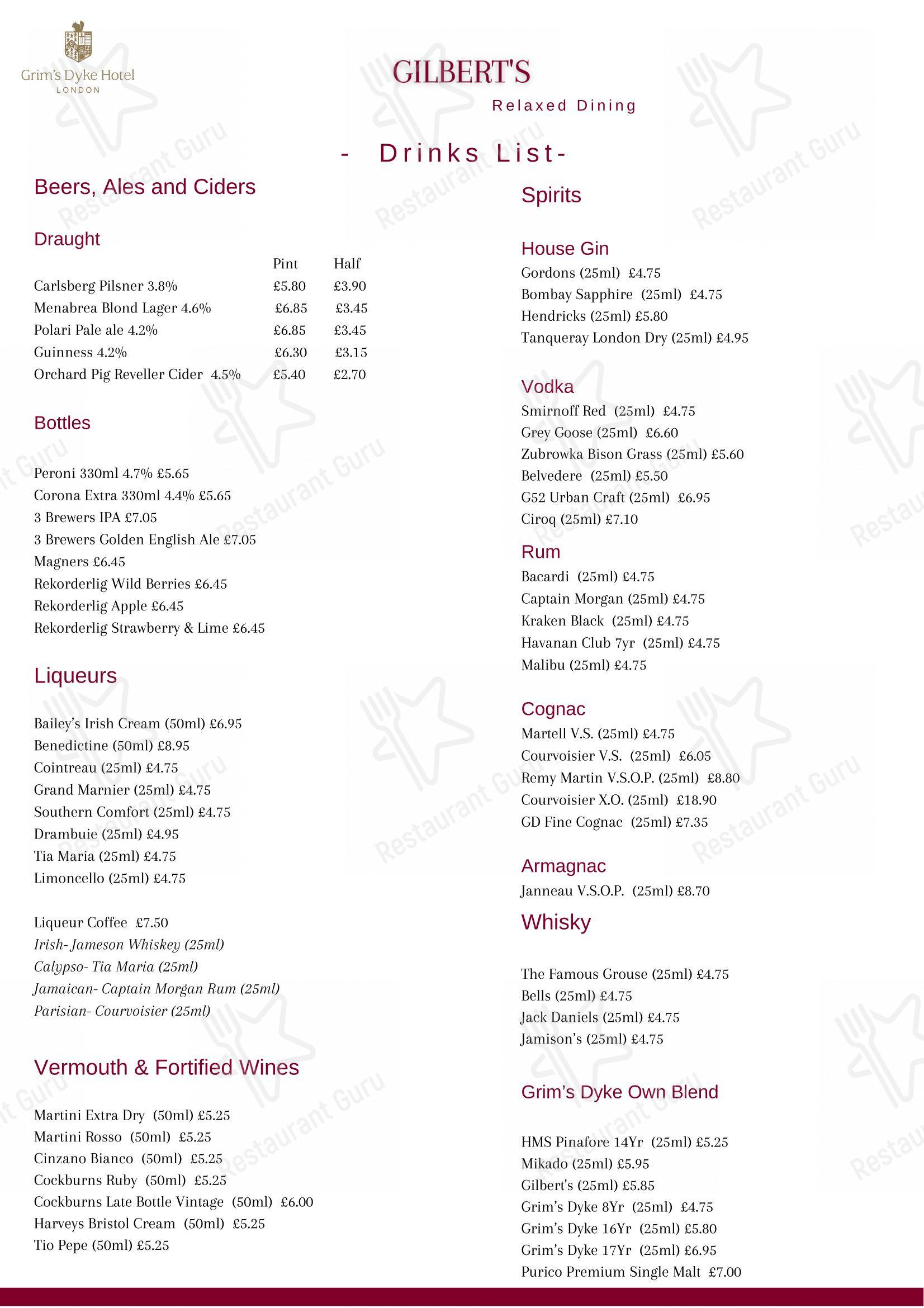 Menu at Best Western Plus Grim's Dyke Hotel restaurant, London