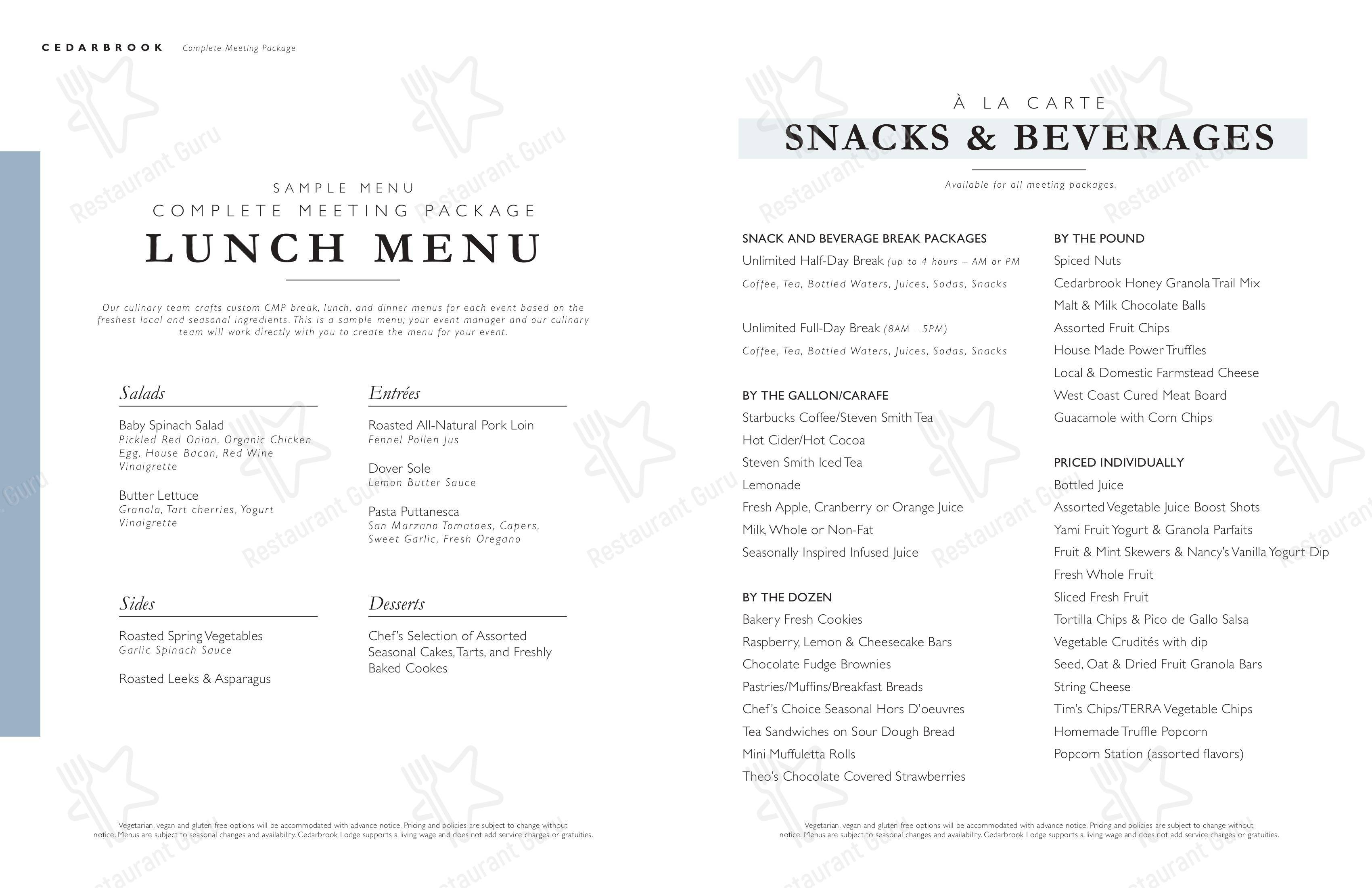 Menu at Copperleaf Restaurant & Bar, SeaTac