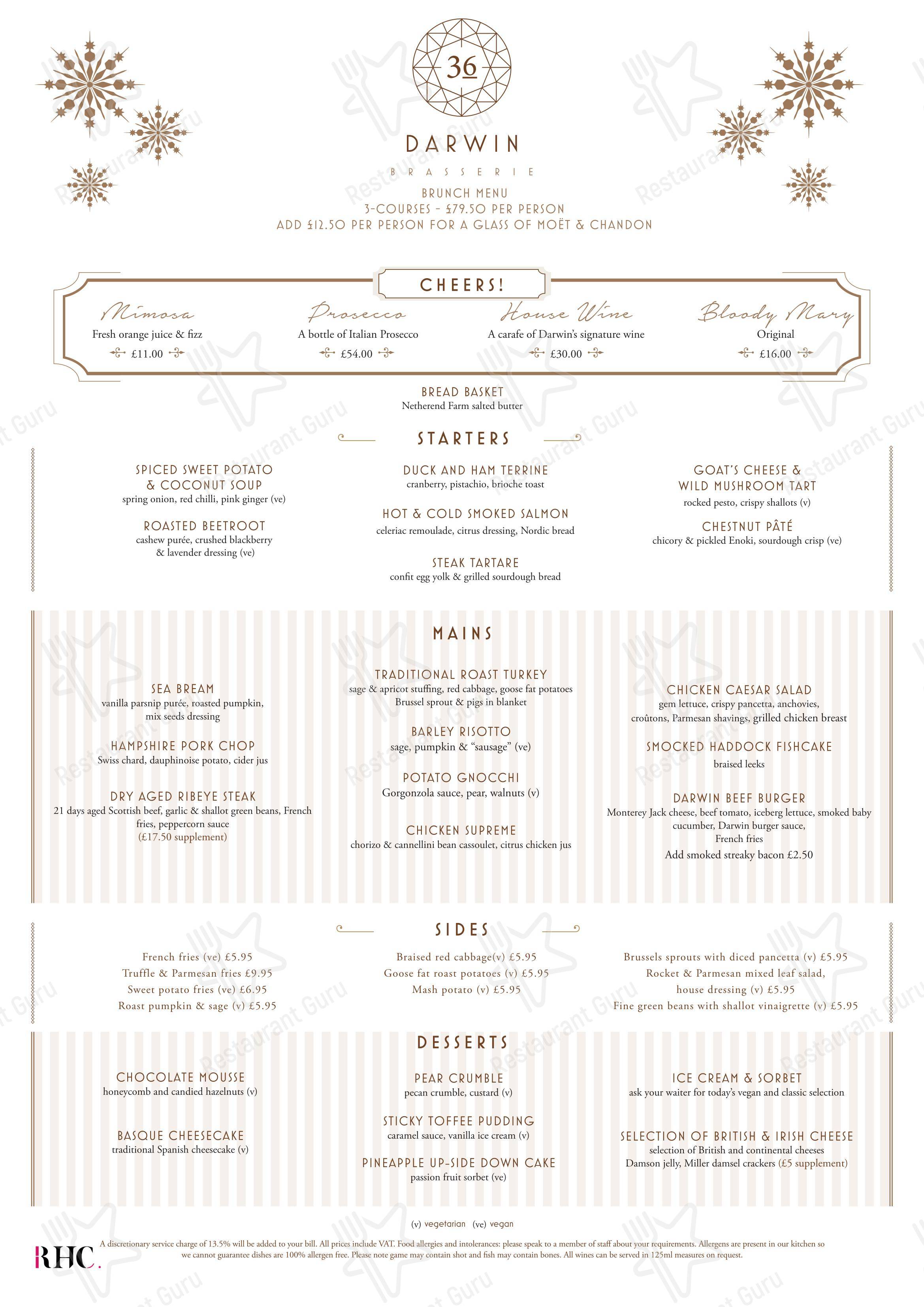 Menu at Darwin Brasserie pub & bar, London, Level 36