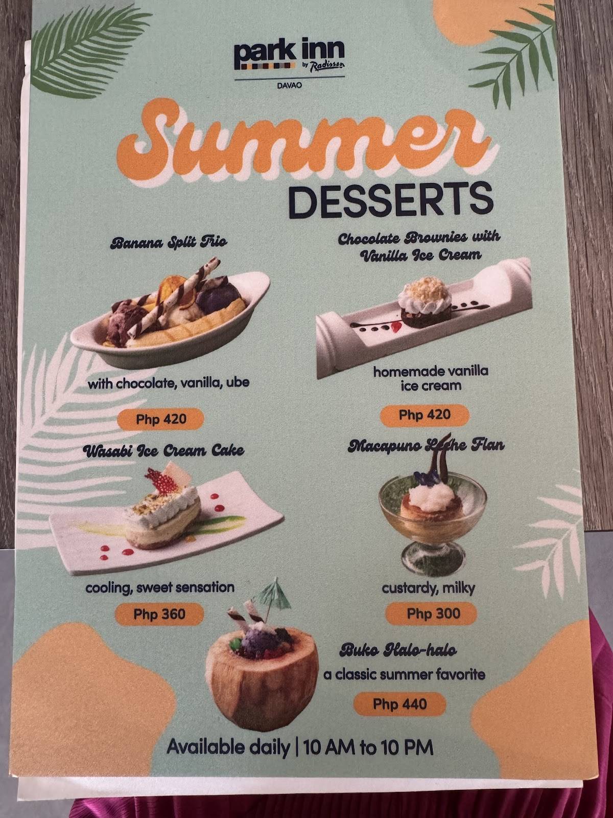 Menu at Vanda, Davao City