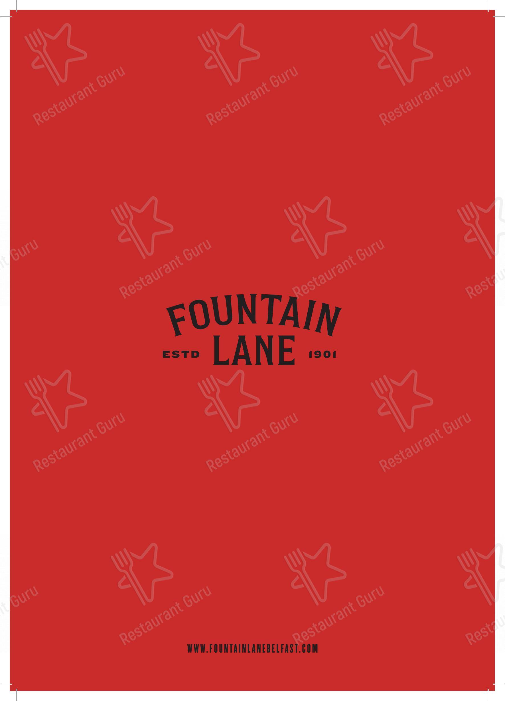 Menu at Fountain Lane pub & bar, Belfast, 16 Fountain St