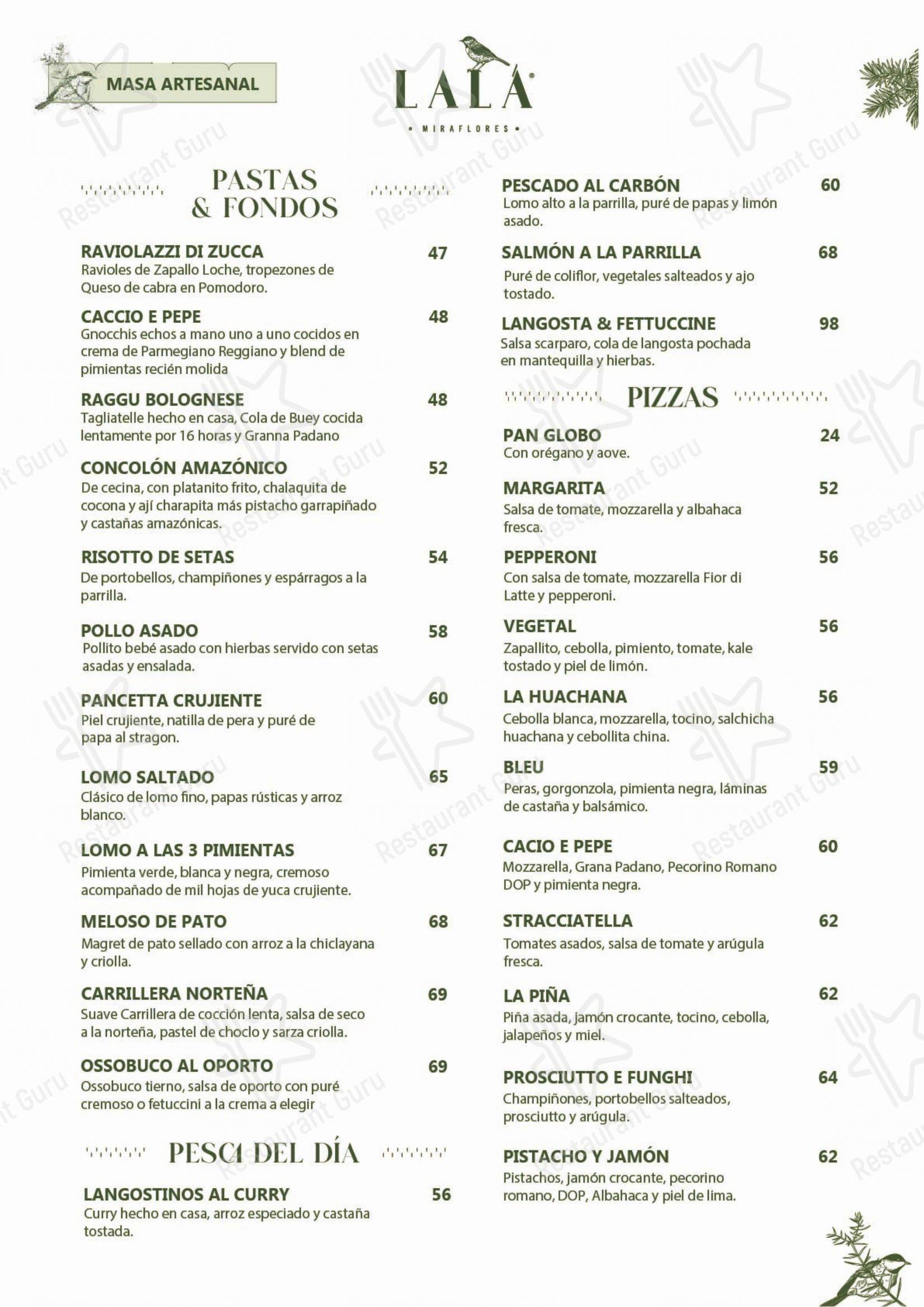 Carta del restaurante LALÁ MIRAFLORES, Miraflores, C. 2 del Mayo 701