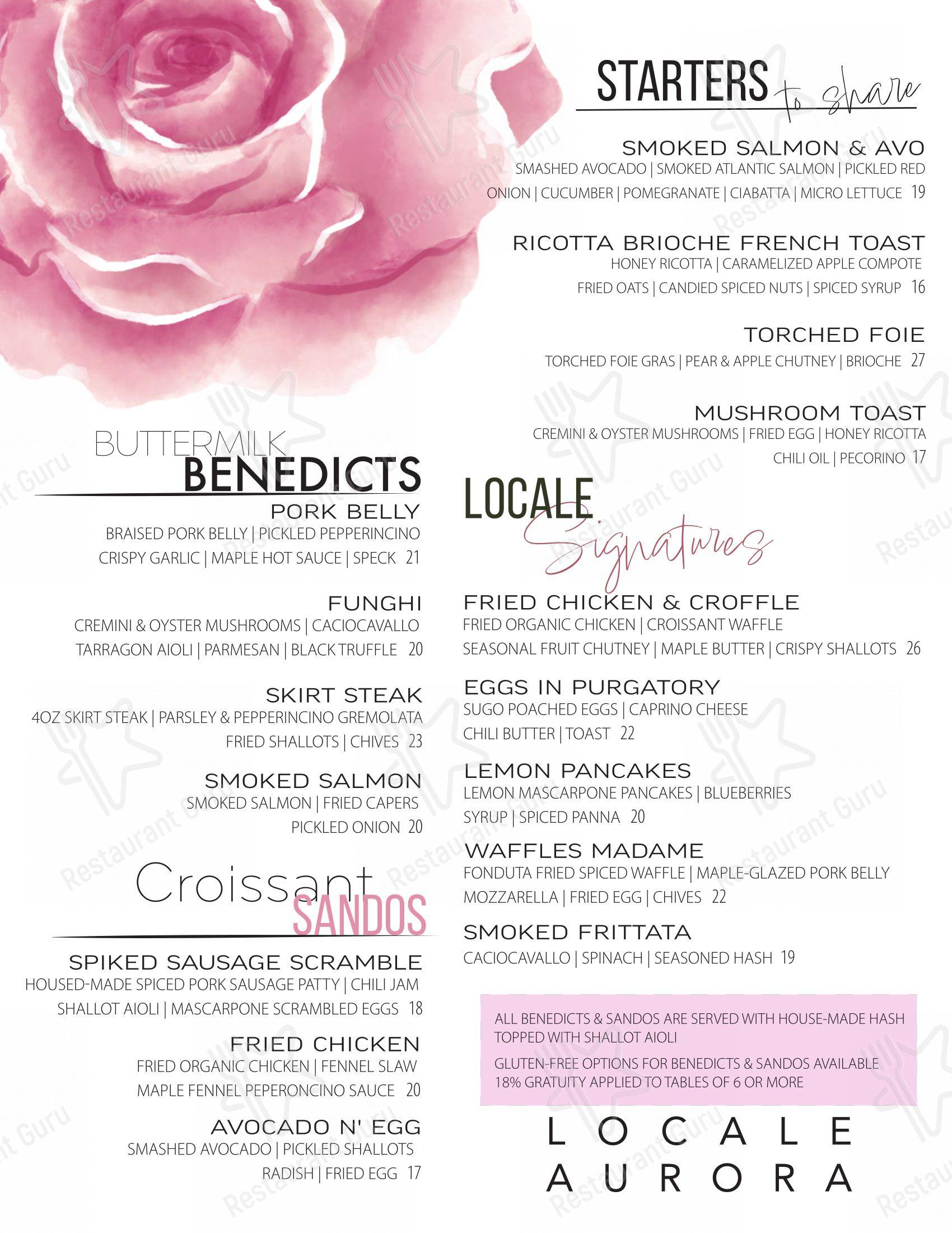 Menu at LOCALE AURORA Restaurant & Bar, Aurora
