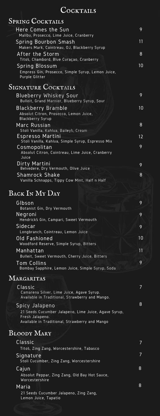 Menu at , Le Claire