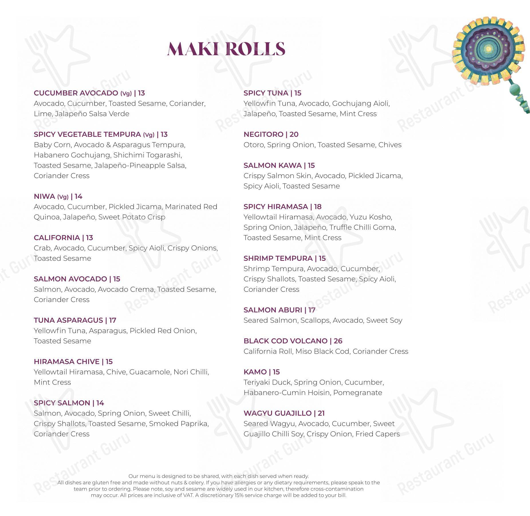 Menu at Los Mochis Notting Hill restaurant, London