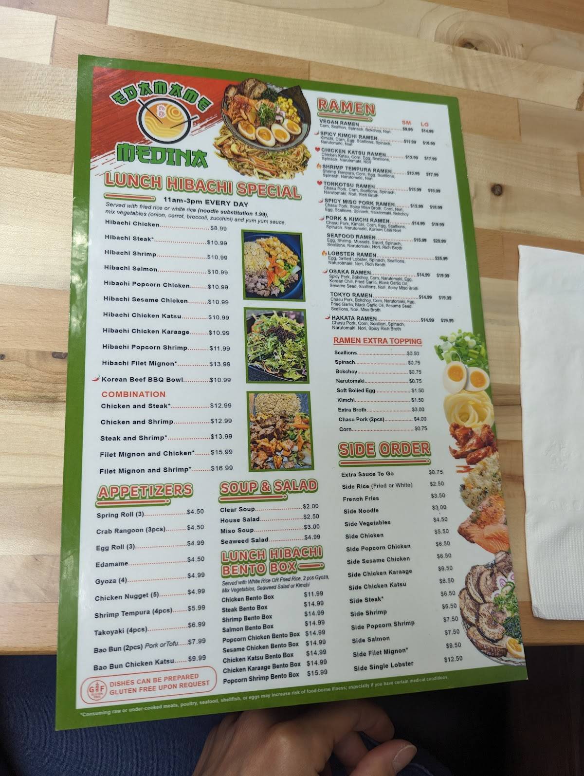 Menu at Edamame Ramen Grill & Boba restaurant, Medina