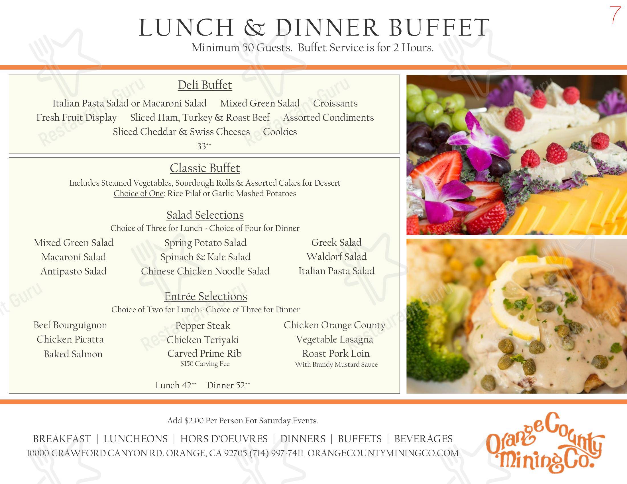 Menu at Orange County Mining Co pub & bar, North Tustin