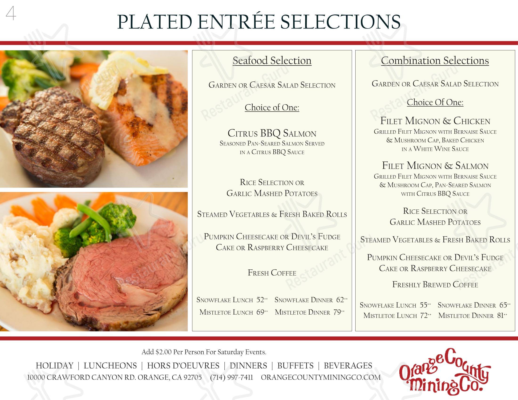Menu at Orange County Mining Co pub & bar, North Tustin