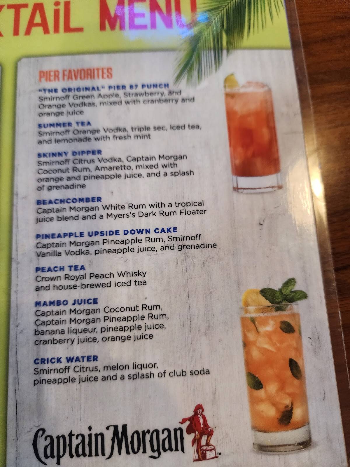 Menu at Pier 87 pub & bar, USA, PA-87