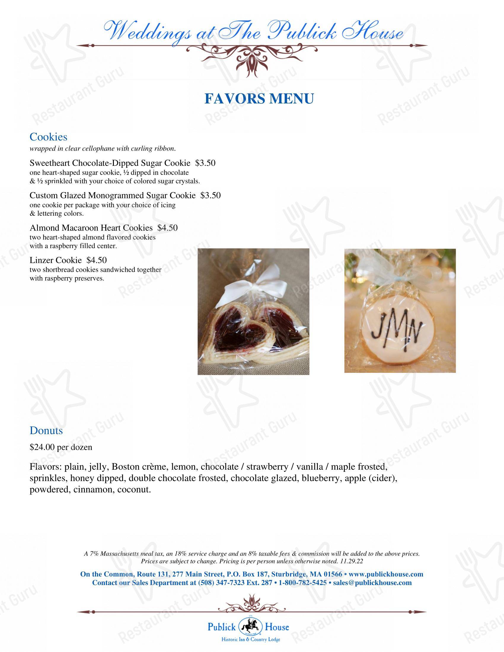 Menu at Publick House Historic Inn, Sturbridge