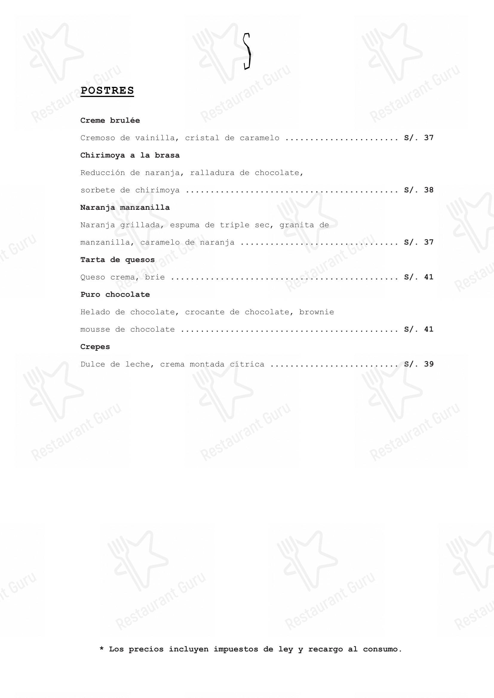Menu at SAPIENS x Jaime Pesaque restaurant, San Isidro