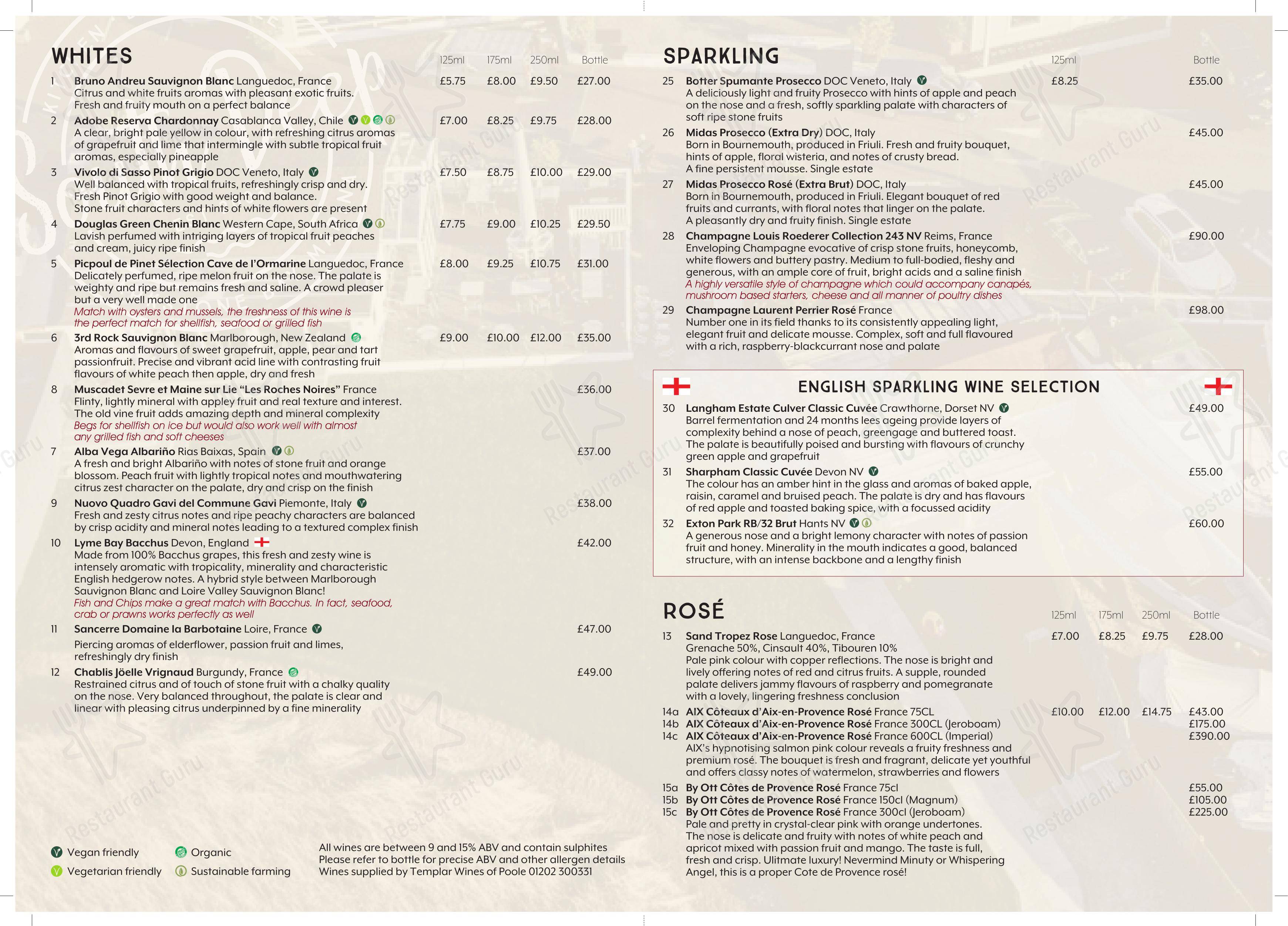 Menu at South Deep restaurant, Poole, Turks Ln