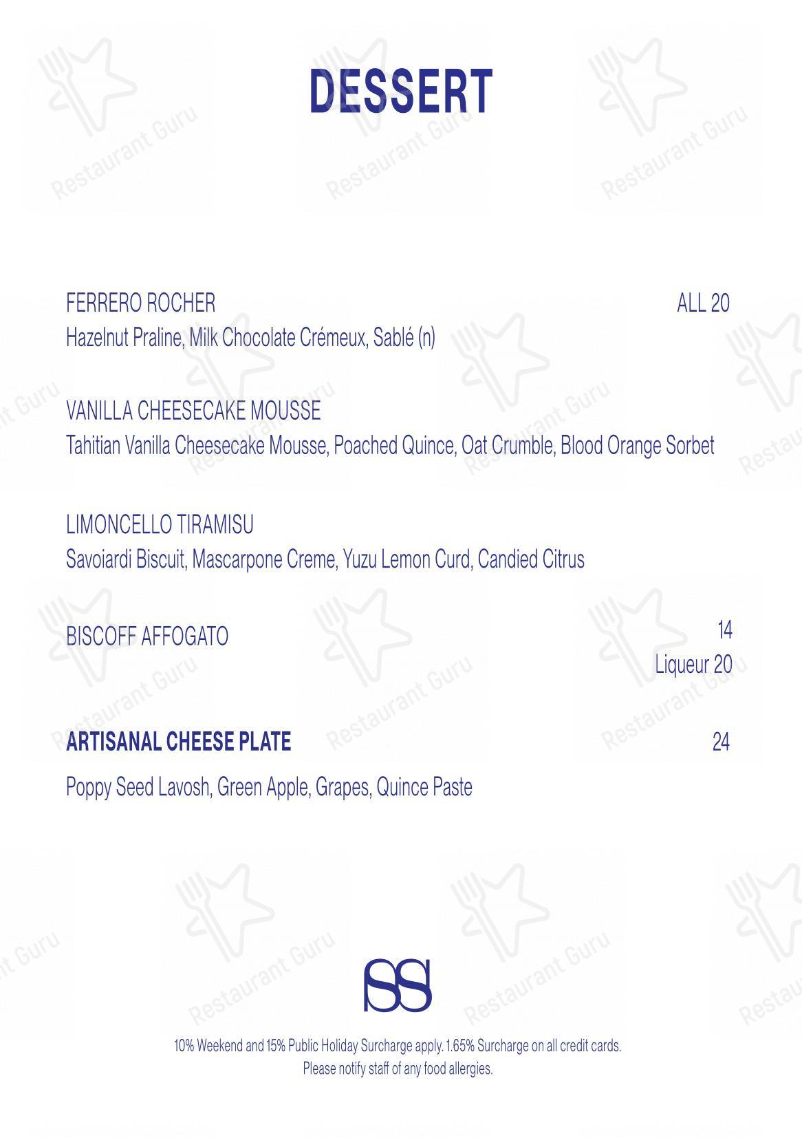 Menu at Summer Salt Restaurant, Cronulla, 66 Mitchell Rd