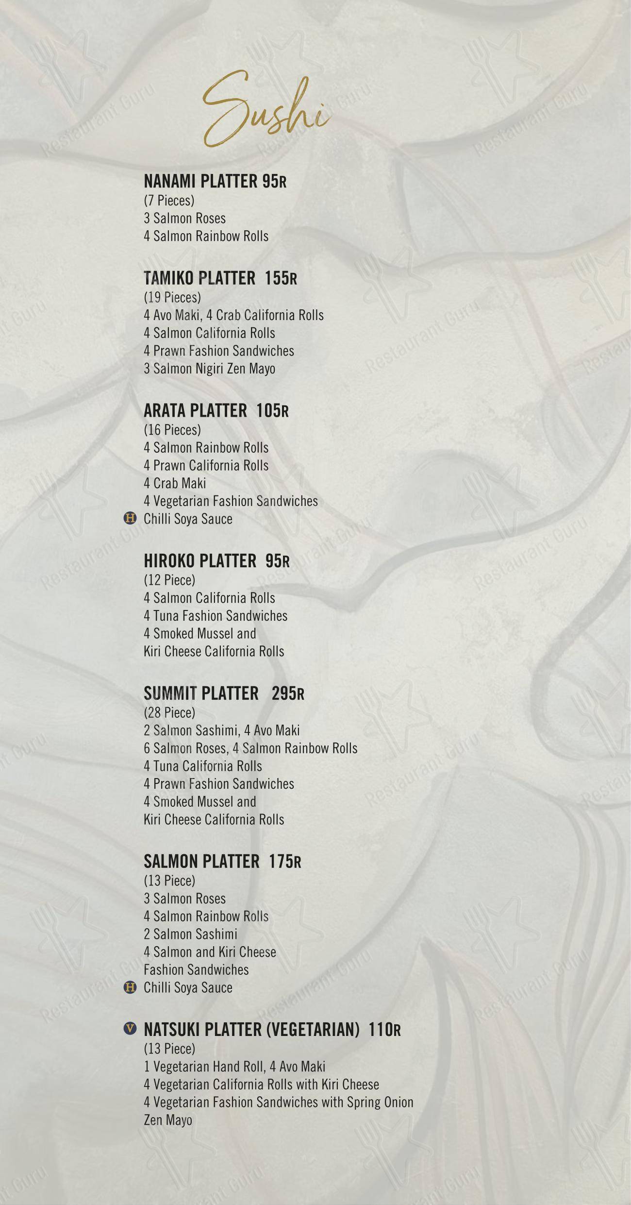 Menu at Summit Grill and Sky Bar Menlyn, Pretoria