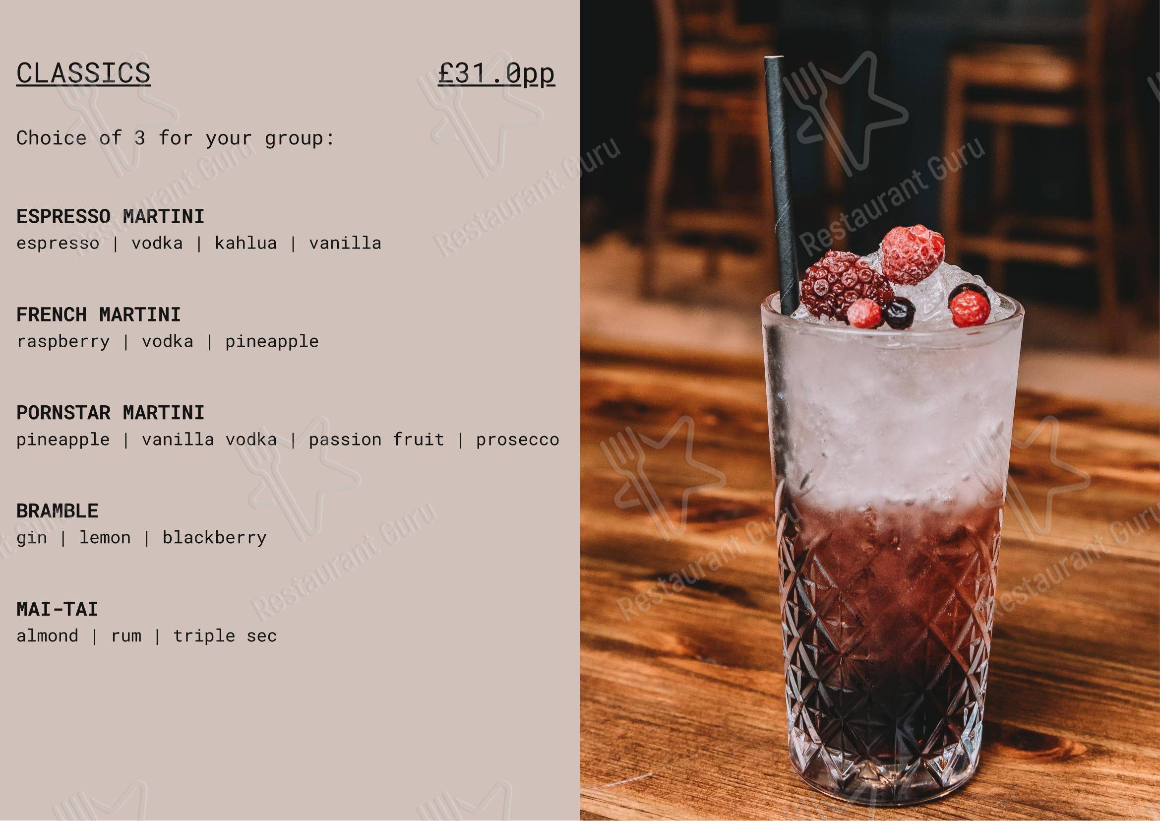 Menu at The Barrelman, Dundee