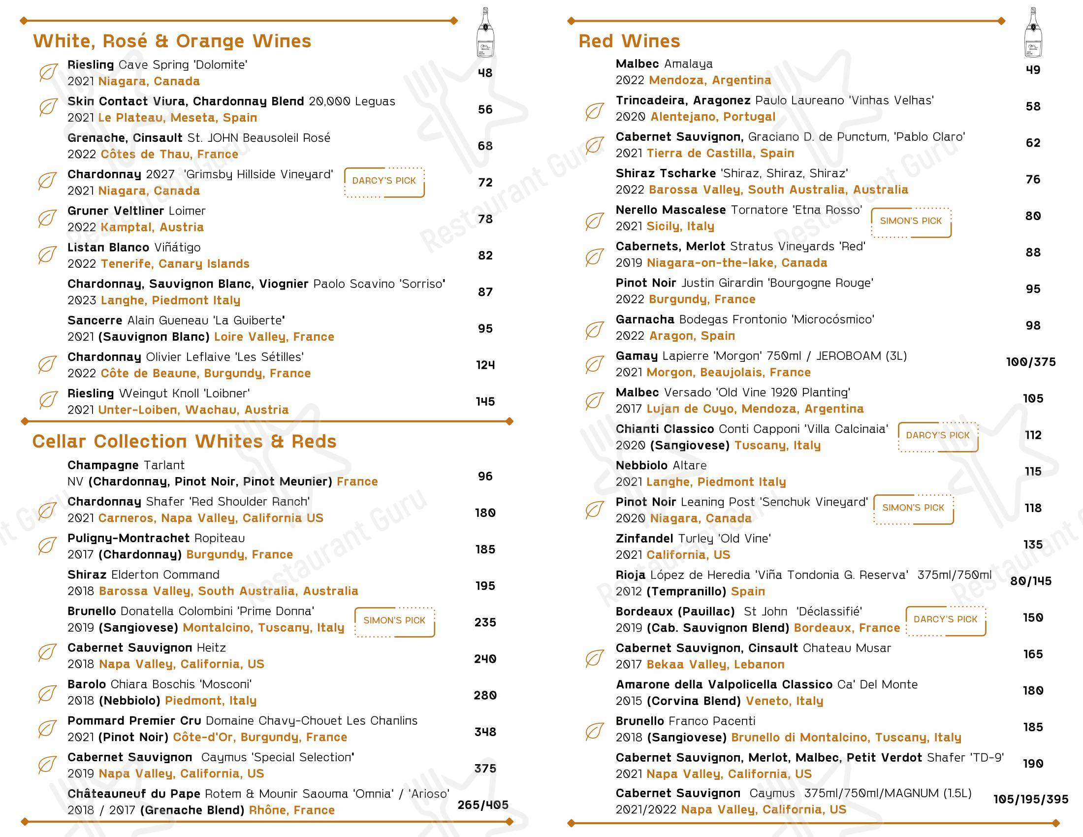 Menu at The Common Stove steakhouse, Orillia