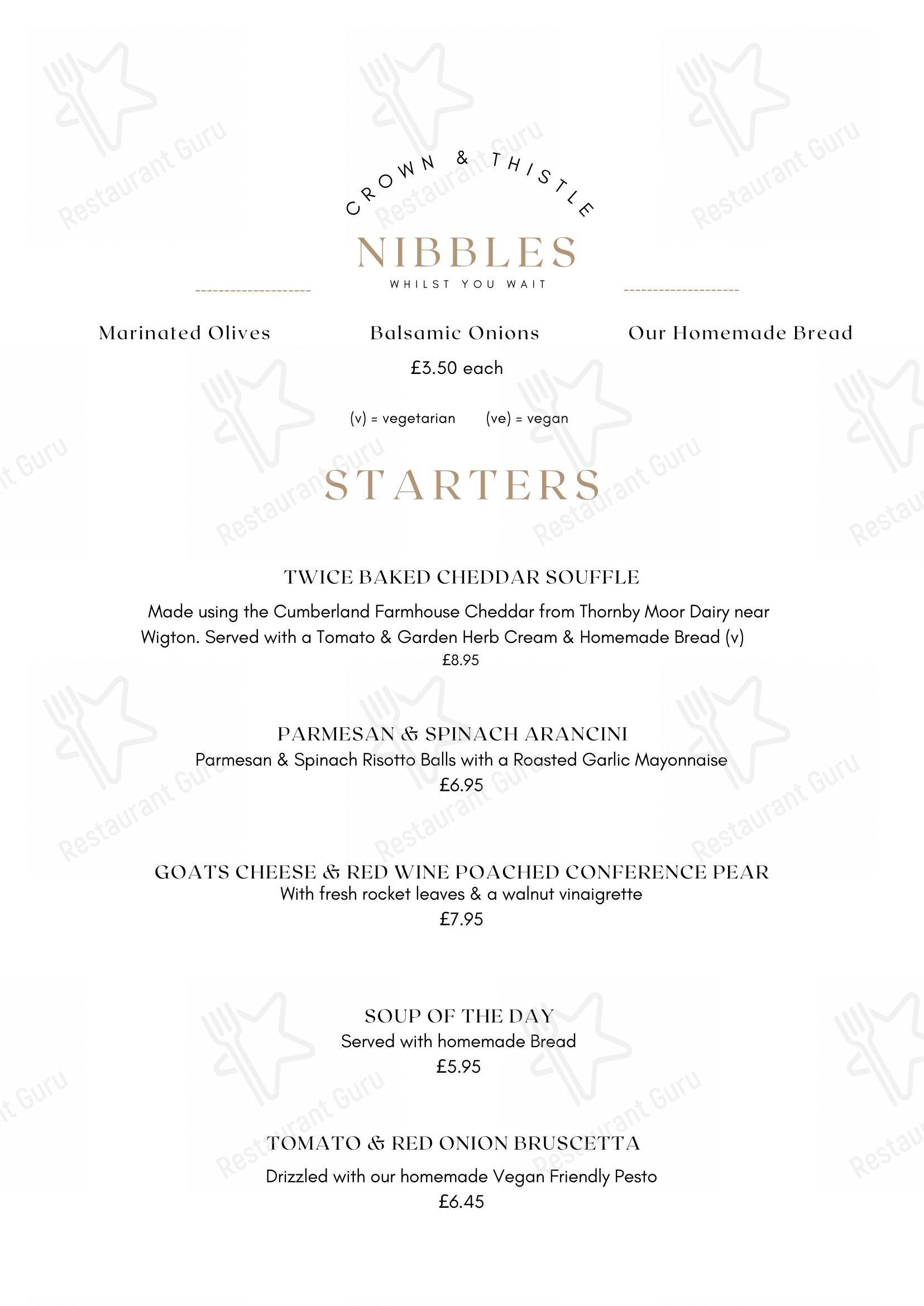Menu at The Crown & Thistle pub & bar, Carlisle, Rockliffe