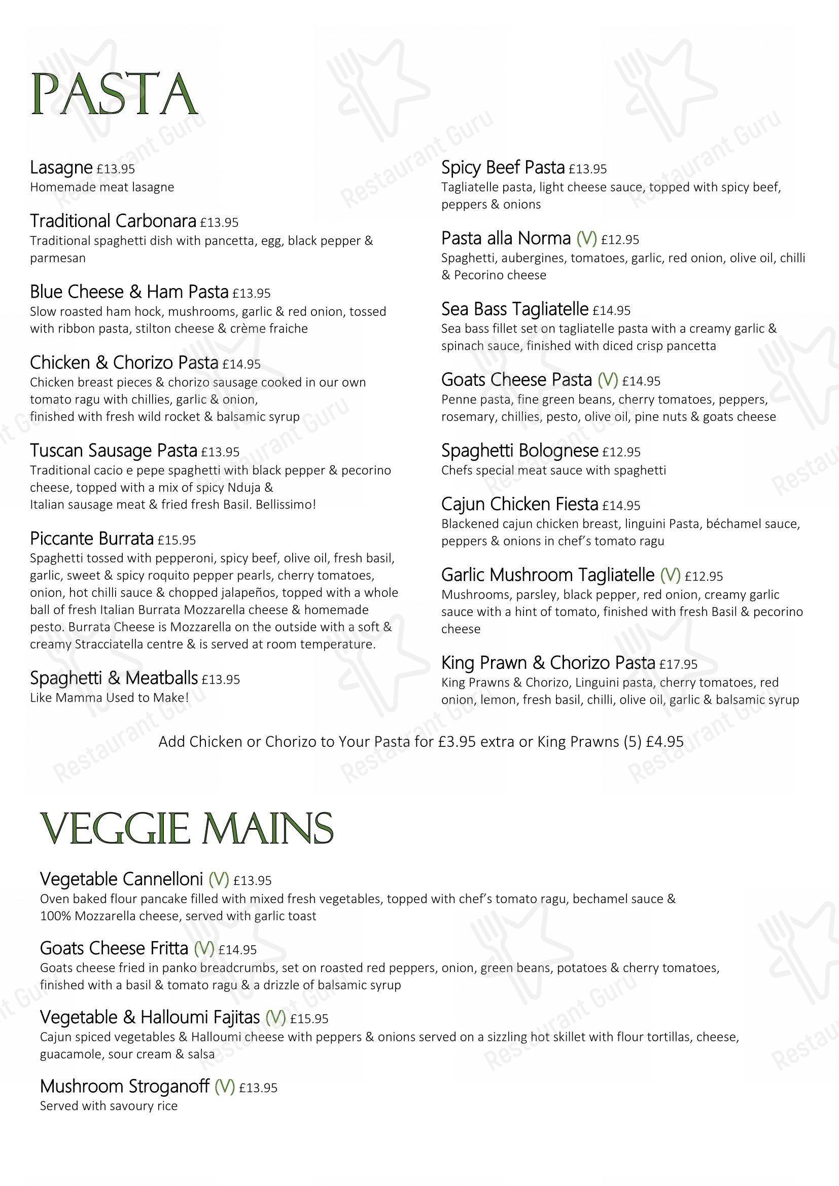 Menu at The Fat Italian Ormskirk restaurant, Ormskirk, 47-49 Derby St